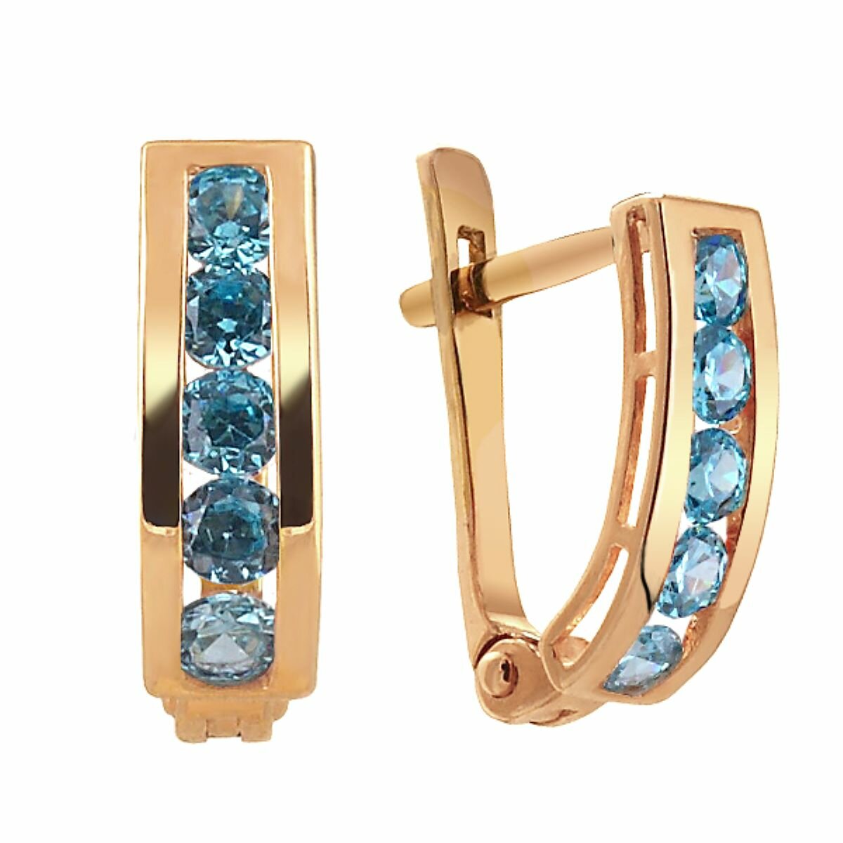 Серьги, красное золото, 585 проба, фианит