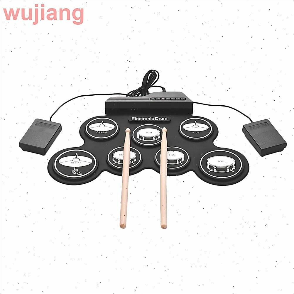 7-пультовая электрическая барабанная установка, портативная, сворачиваемая