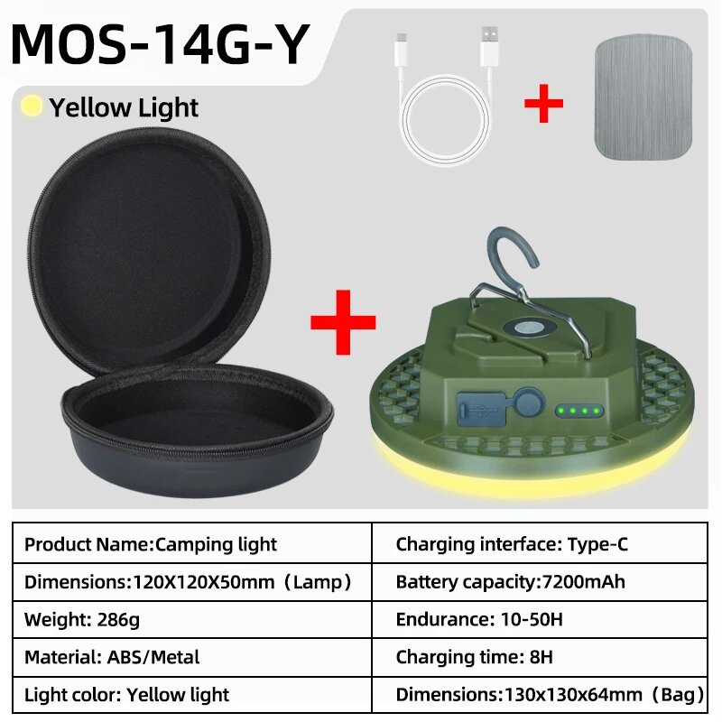 MOSLIGHTING MOS-14G-Y Фонарь для кемпинга, желтый, 7200 мАч