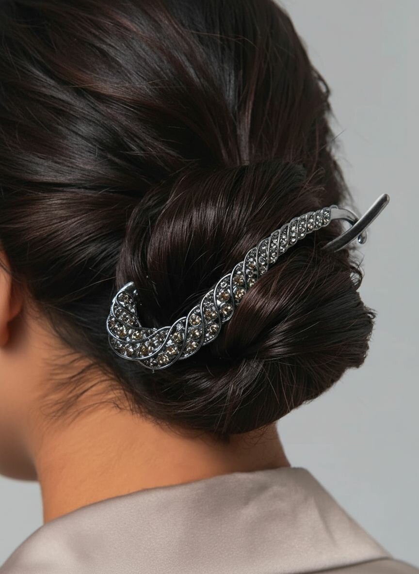 Заколка для волос для пучка со стразами ClickClack