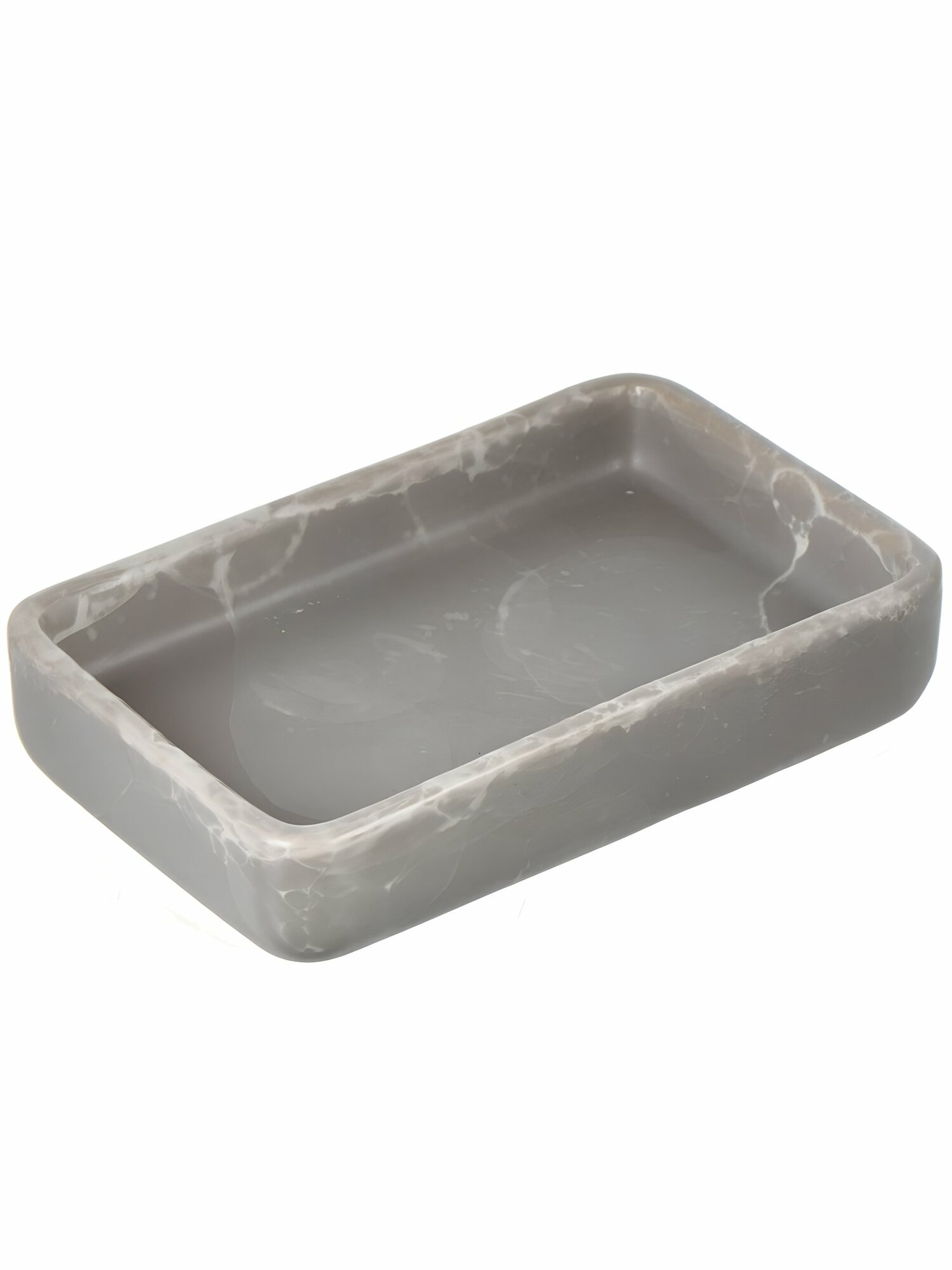 Керамическая мыльница настольная Камень серый для ванной комнаты, стильный аксессуар серого цвета, модель CE2548AA-SD