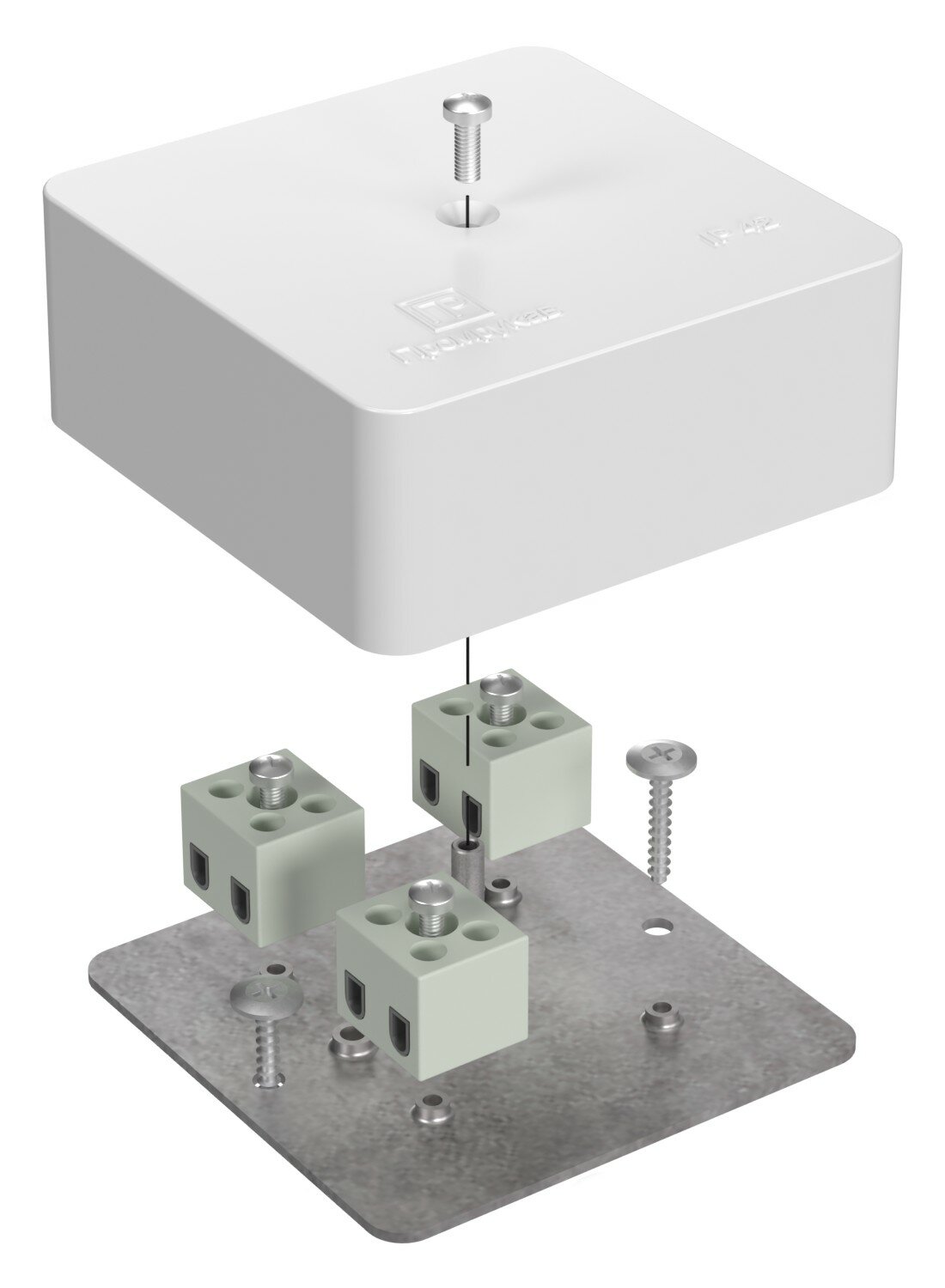 Коробка монтажная промрукав 40-0450-FR1.5-6, огнестойкая, белая, 75x75x30 мм