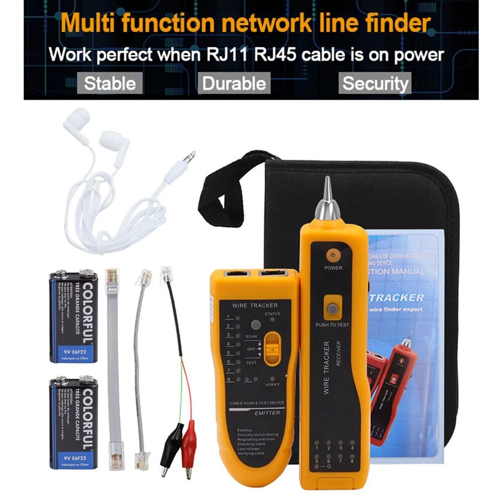 Кабельный тестер для UTP/STP/RJ45/RJ11. Многофункциональный кабельный тестер для сети с разными цветами. — фото 1