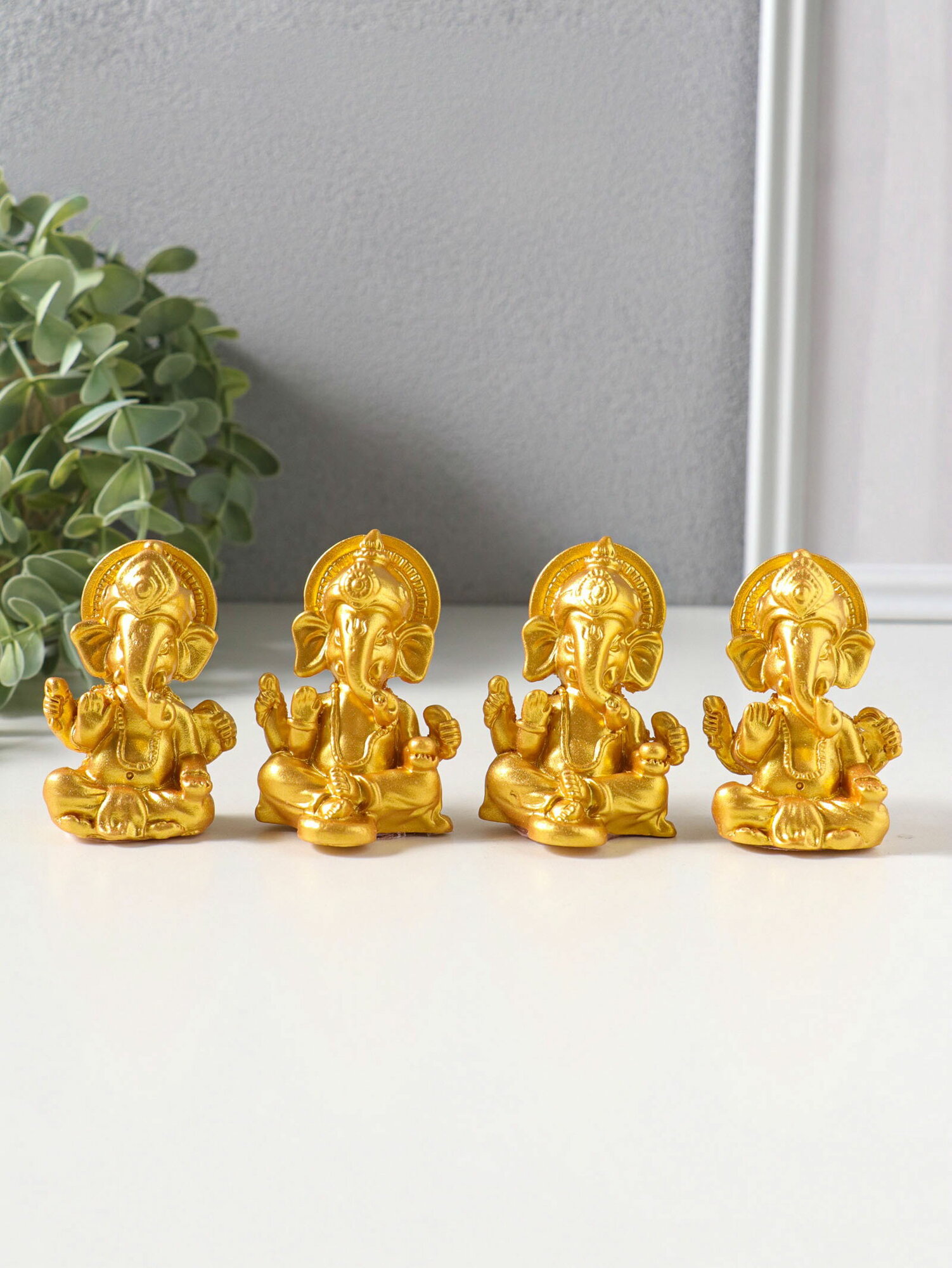 Набор фигурок 4 шт. "Ганеша", полистоун под золото, 3.5x4.4x6.2 см