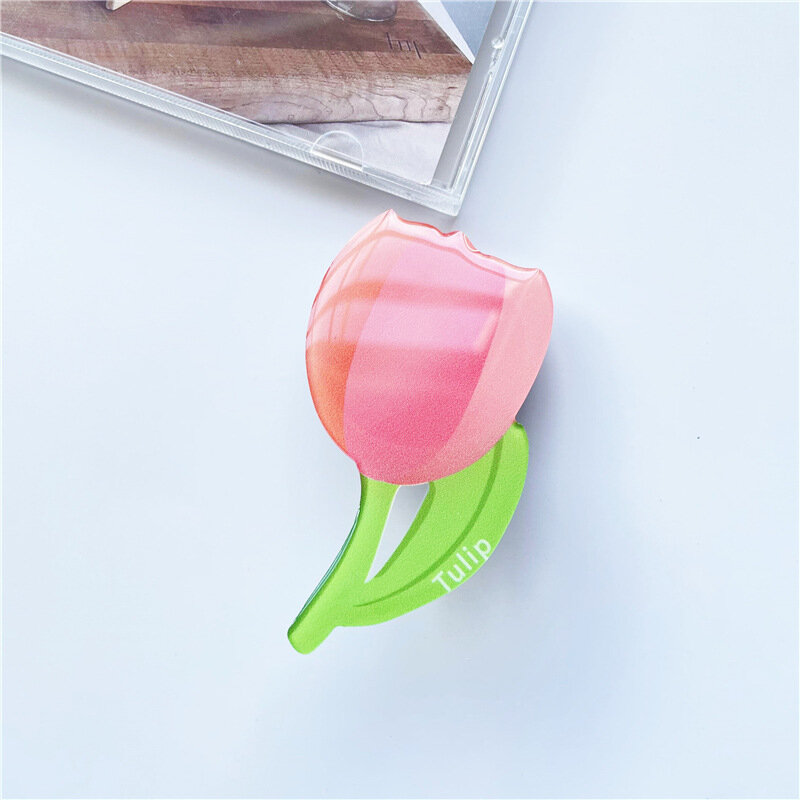 Акриловый резиновый держатель для телефона с цветком тюльпана, настольная присоска с гибкой ручкой для мобильных