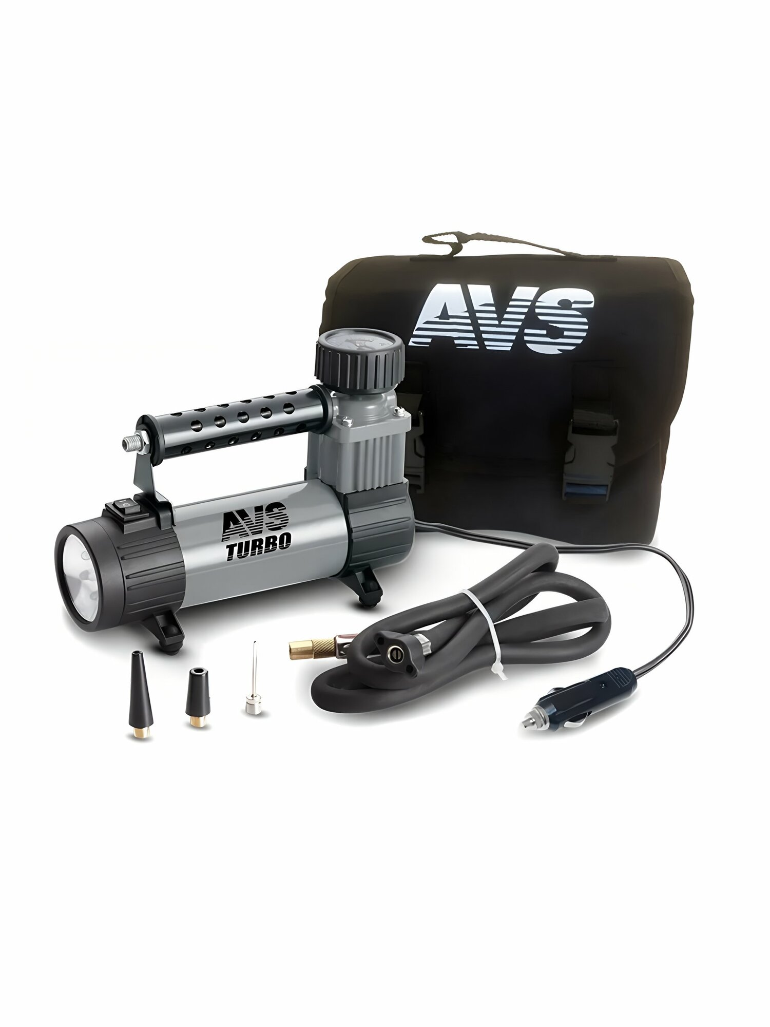 Компрессор автомобильный AVS, KS350L, 35 л/мин, 12 В, 10 атм, 150 Вт, к прикуривателю, с манометром, 80506