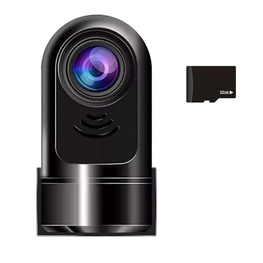 Видеорегистратор 1080P HD с вращением на 360 , мини-модель для систем помощи водителю, с картой памяти 32 ГБ, круглосуточный режим парковки/