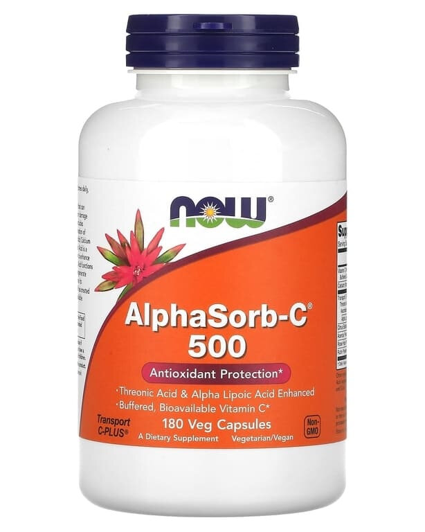 NOW Foods AlphaSorb-C 500, АльфаСорб-С 180 вегетарианских капсул