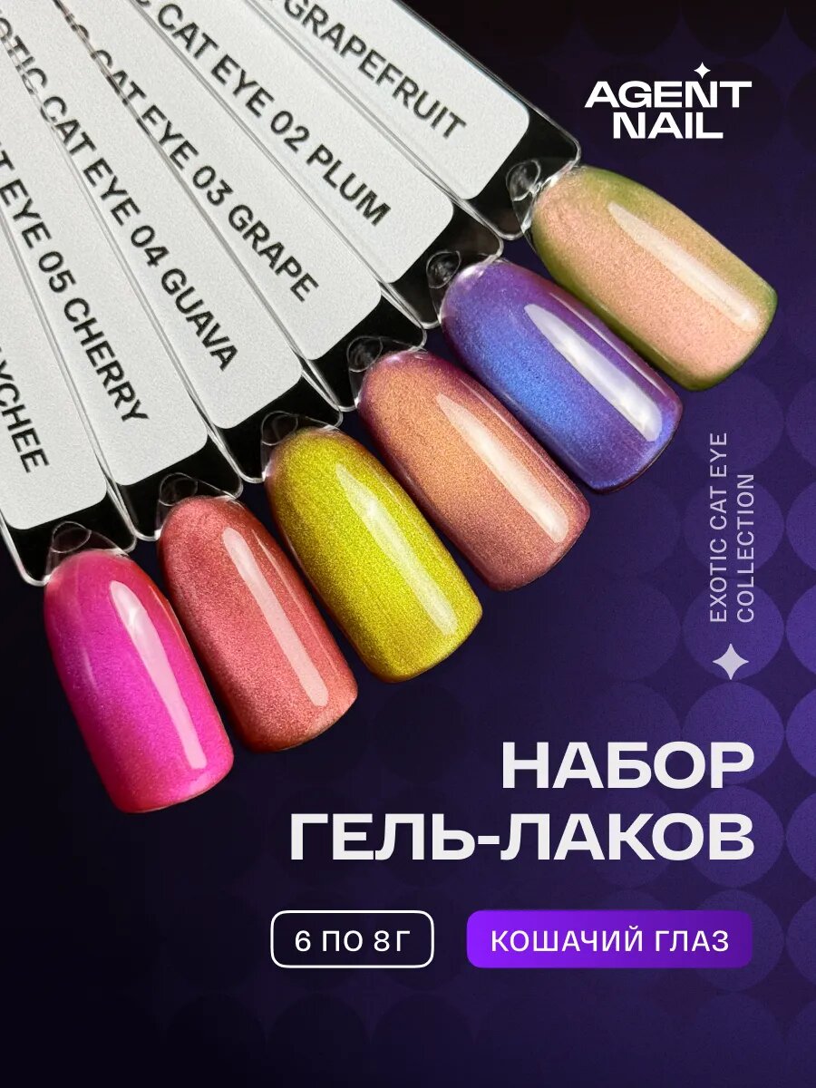 Набор гель-лаков дуохромный кошачий глаз, 6 шт 8г