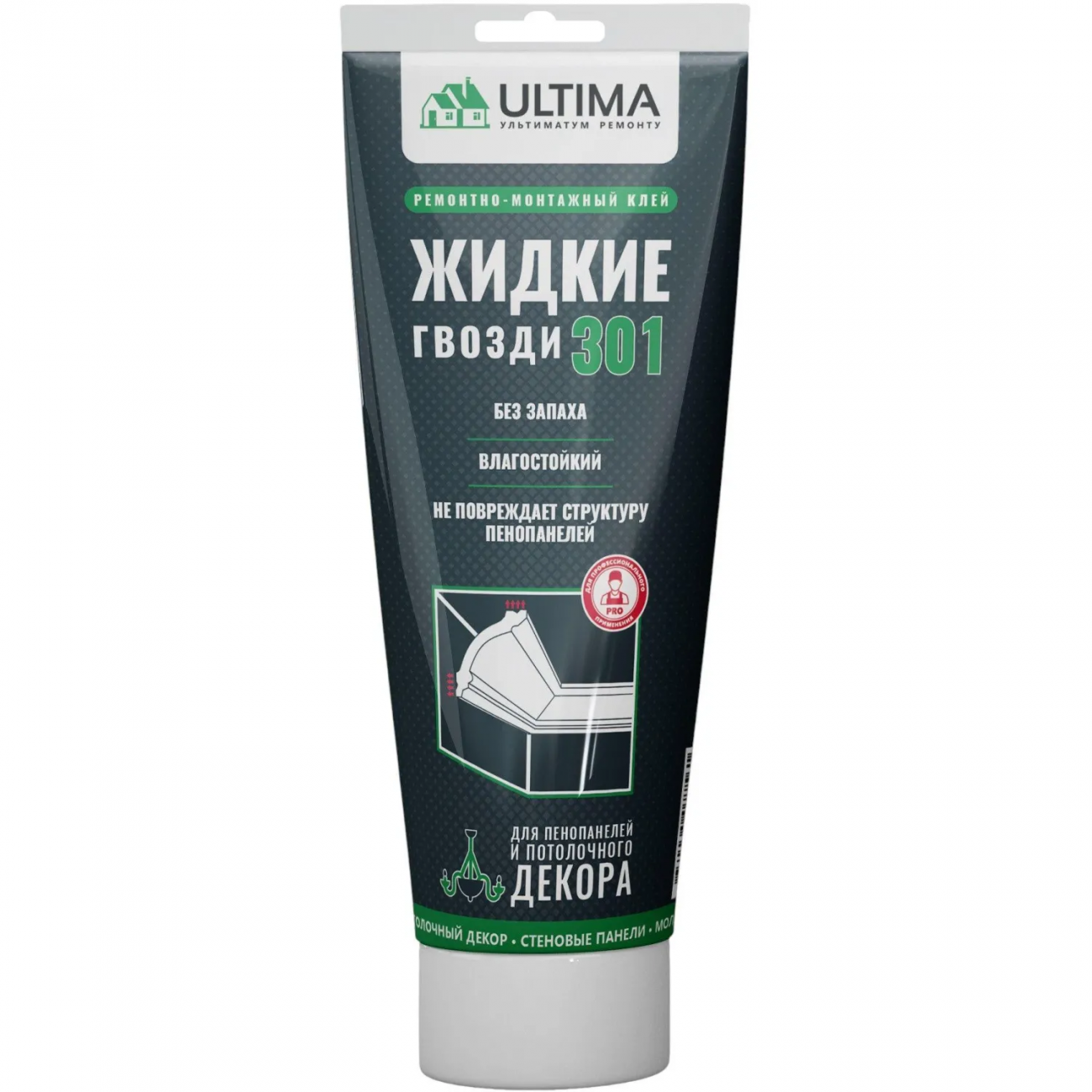 Клей акриловый ULTIMA 301 д/потол. декора и пенопанелей белый 200 мл 2404932 ADHES30120