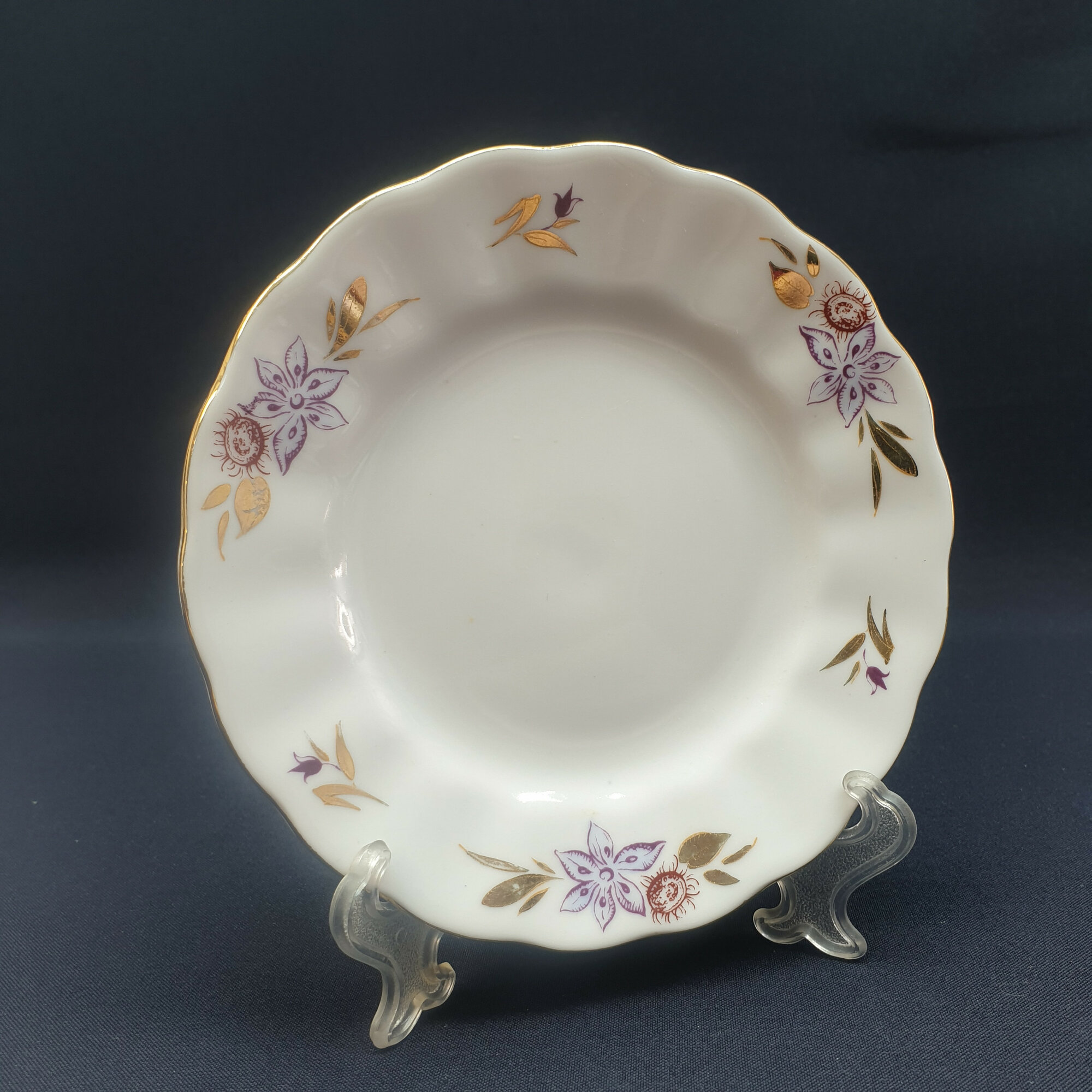 Винтажная пирожковая тарелка ЛФЗ, фарфор 15 см, СССР