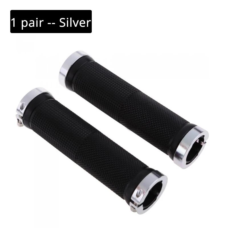 Рулевые грипы MTB из резины и алюминия 1 pair Silver