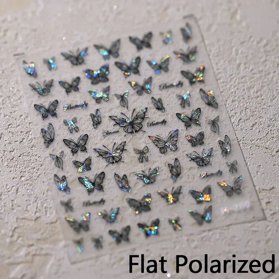 Наклейки для ногтей бабочки, Flat Polarized, Голубой, MP4519M269