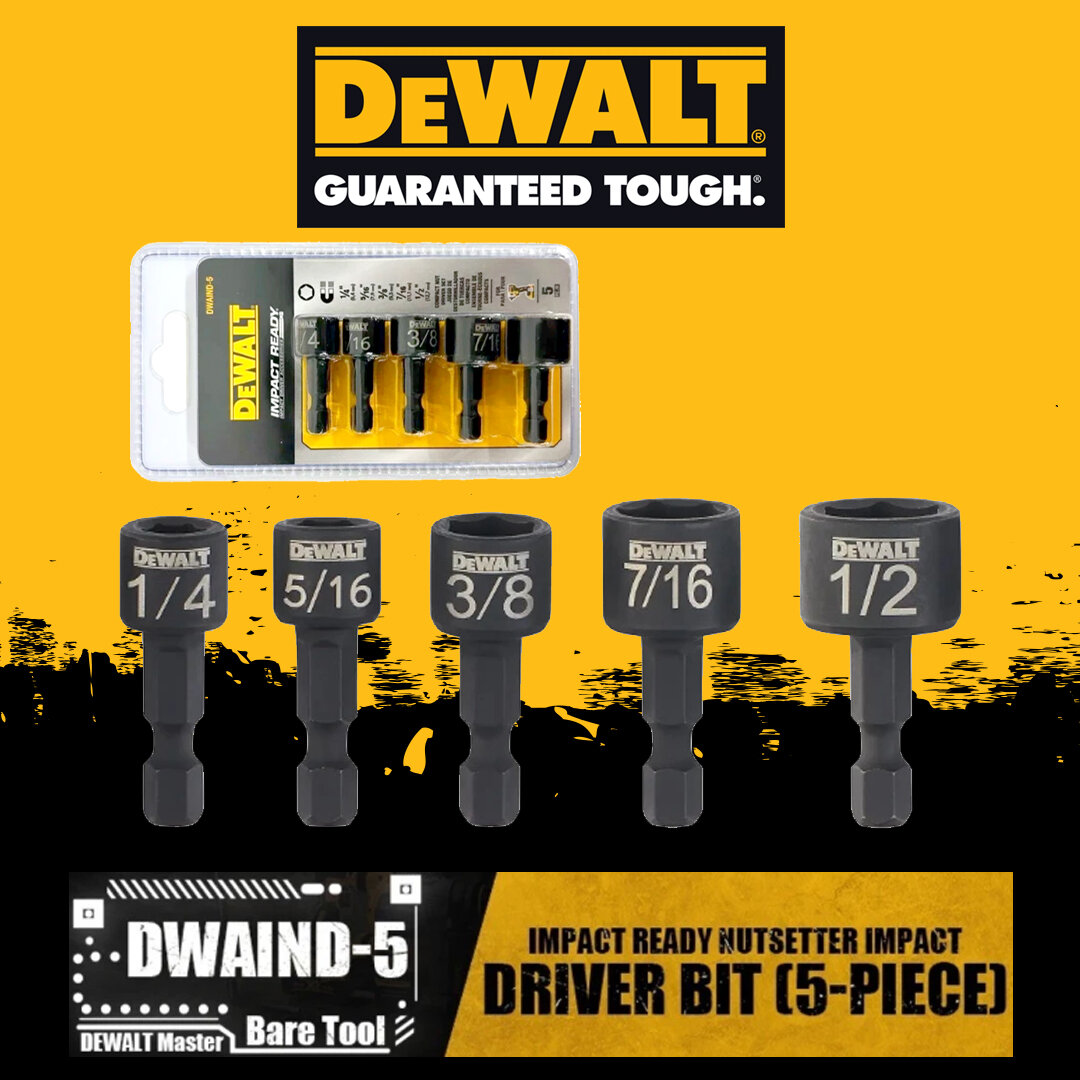 Набор магнитных головок Dewalt DWAIND-5, 1/4, Ударные, 5 шт.