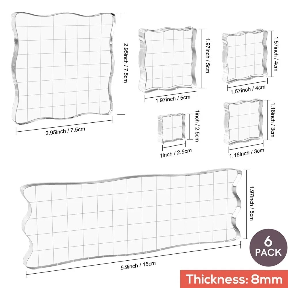 Набор акриловых штамповых блоков Wave 6pcs 8mm