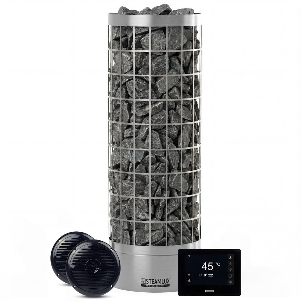 Электрическая печь (электрокаменка) SteamLux CILINDRO NEO с WI-FI с музыкой 12 кВт для бани и сауны