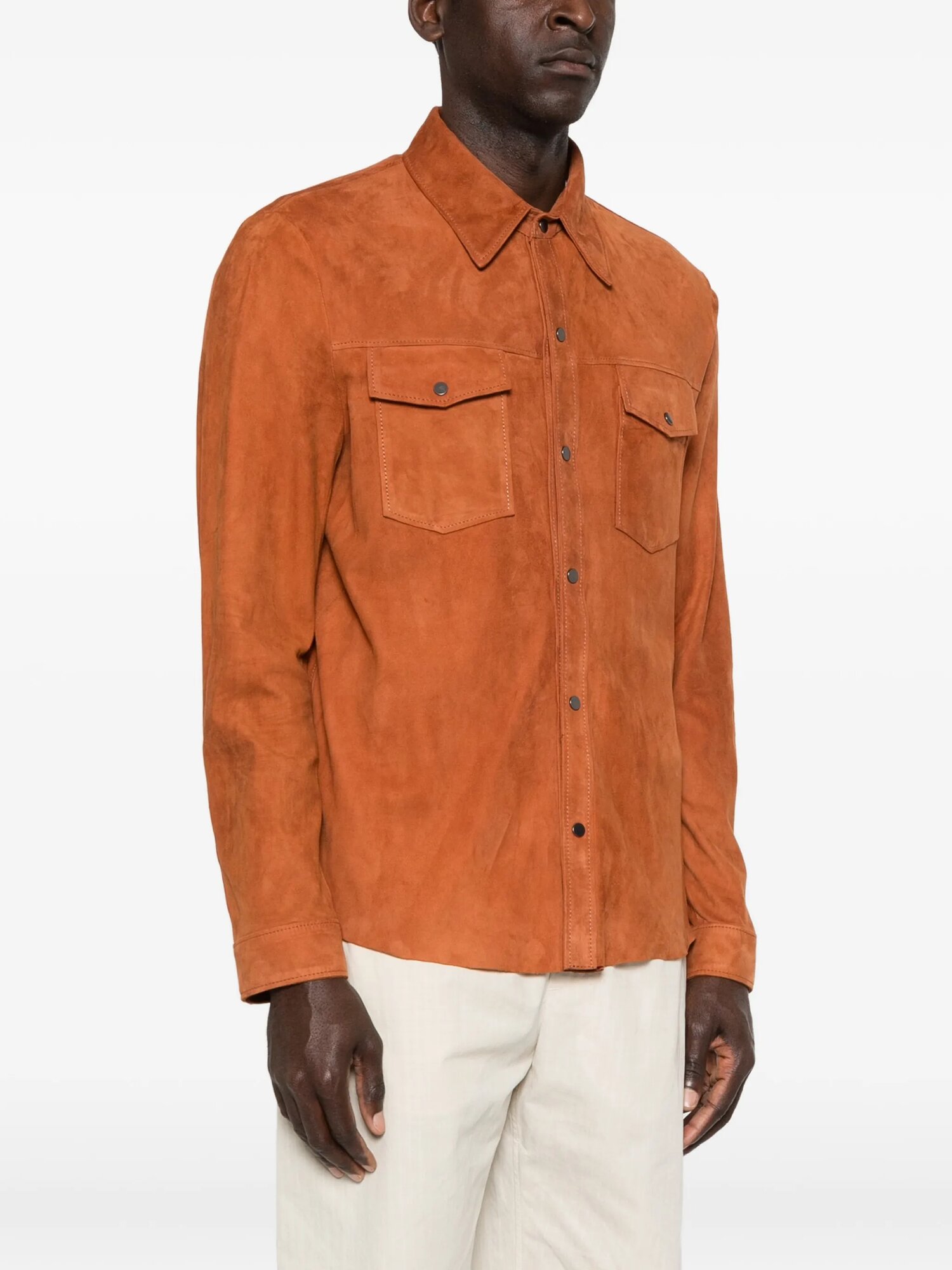 Куртка Salvatore Santoro Buttoned suede shirt jacket, размер 50, brown — фото 1