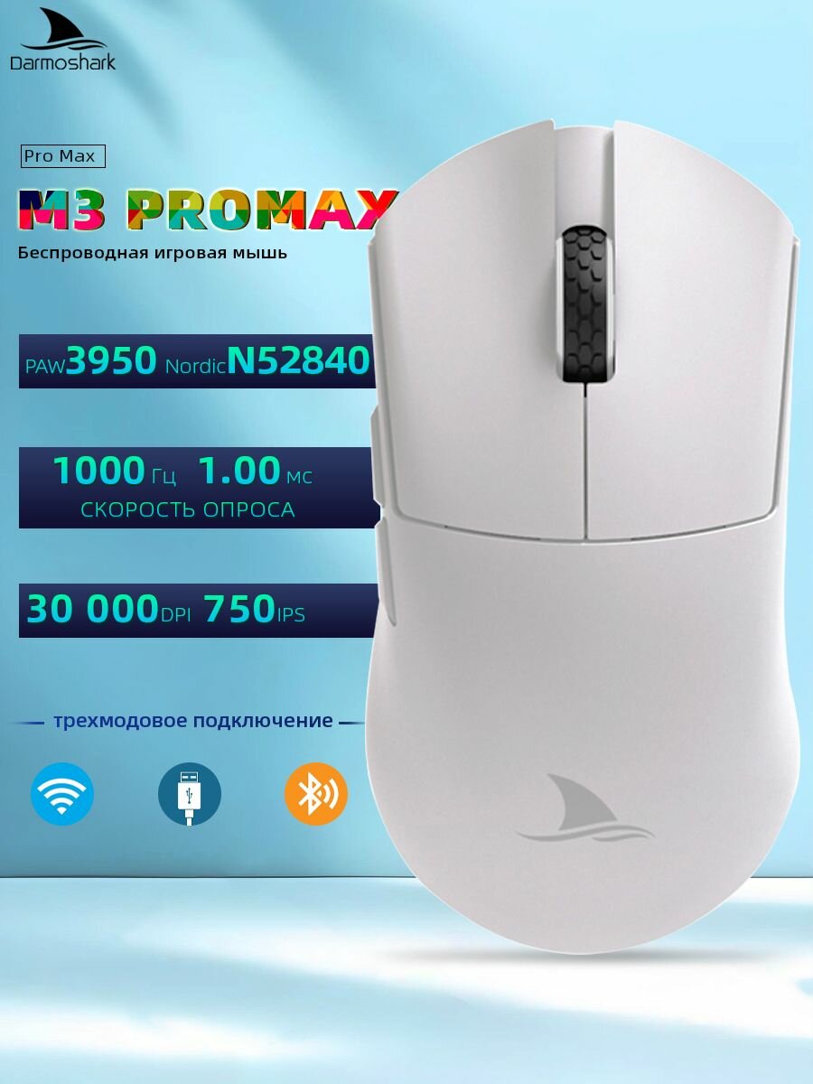Компьютерная мышь Darmoshark M3 Promax, беспроводная, 3 режима работы, 2,4 ГГц, эргономичная