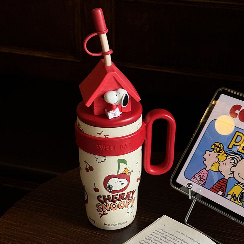 Изолированная кружка для холодной воды Snoopy Ice Cup, 316 нержавеющая сталь, изолированная кружка, мультяшная кружка для активного отдыха с трубочкой