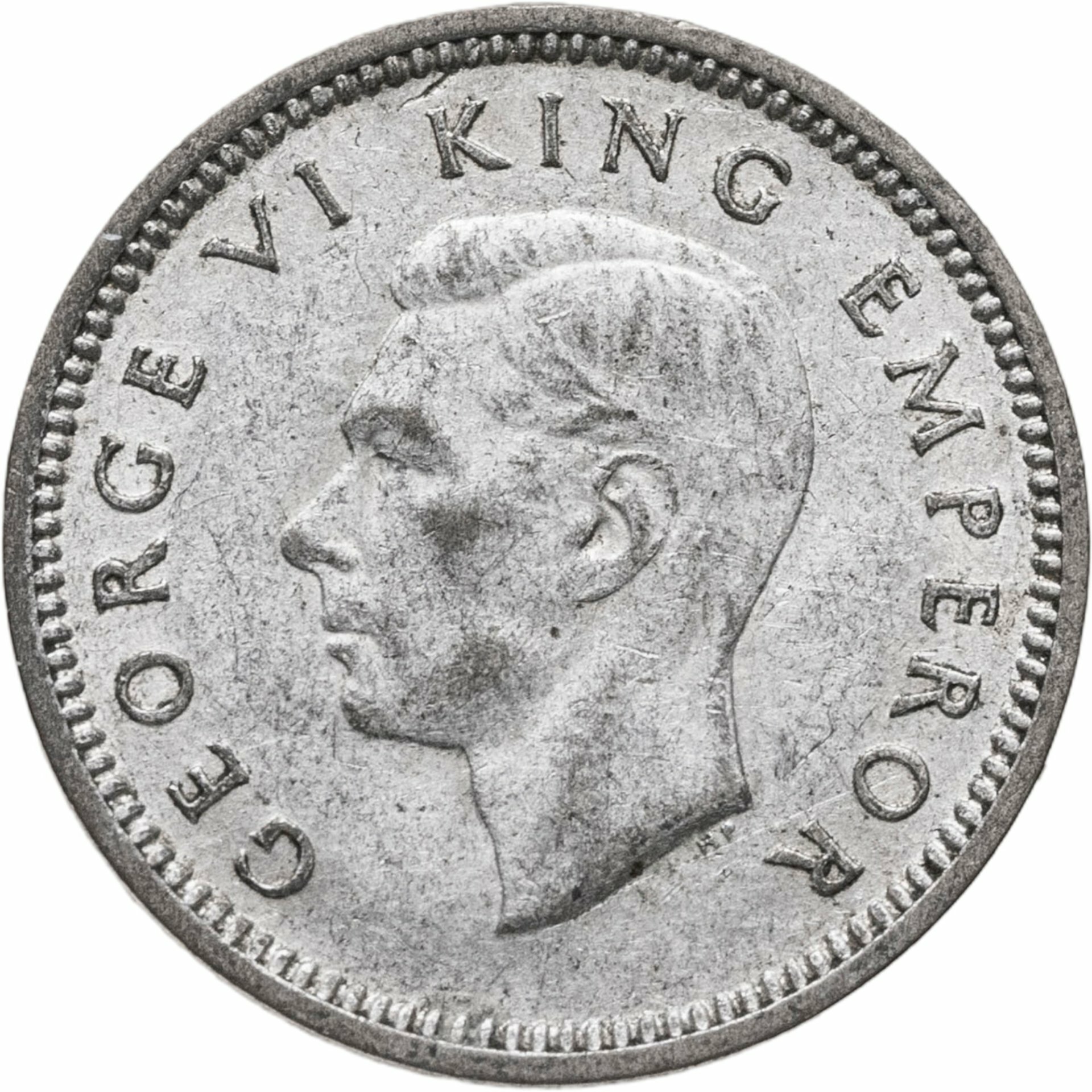 Новая Зеландия 3 пенса pence 1943, Серебро 925, в сохранности XF