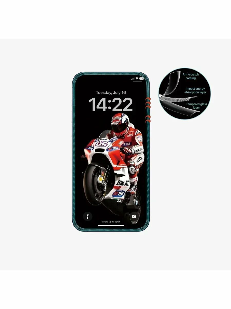 Защитное стекло Anank, для iPhone 16, 6.1", с силиконовой рамкой, черное