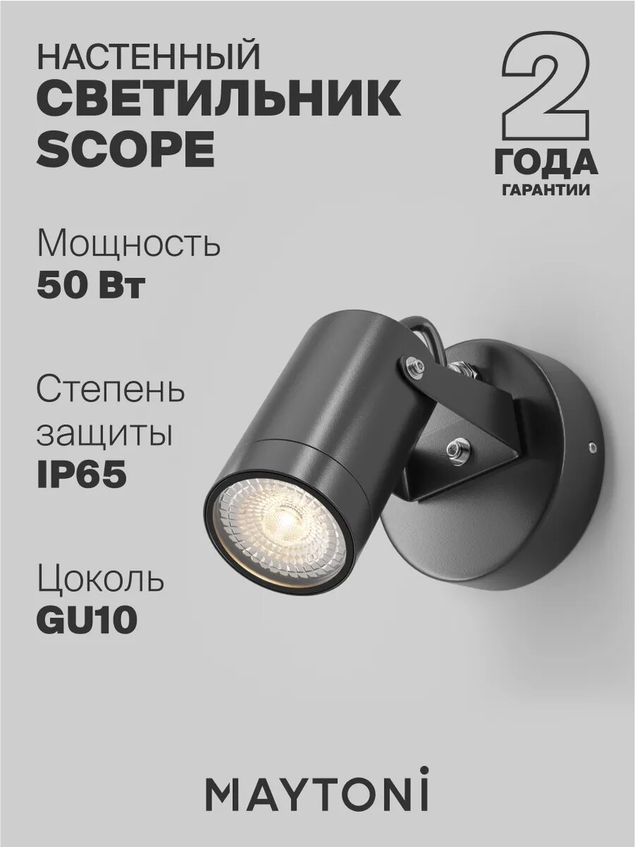 Настенный светильник бра уличный влагостойкий черный Maytoni Outdoor Scope O025WL-01B
