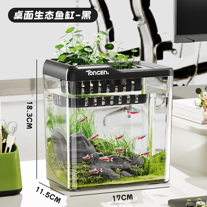 Новый многофункциональный аквариум для разведения черепах для гостиной, домашнего использования, имитация стекла, прозрачный, небольшой настольный экологический аквариум для офиса.