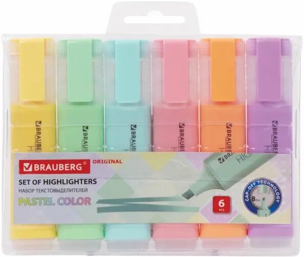 Текстовыделители Brauberg Original Pastel 6цв 1-5мм 151698 годен