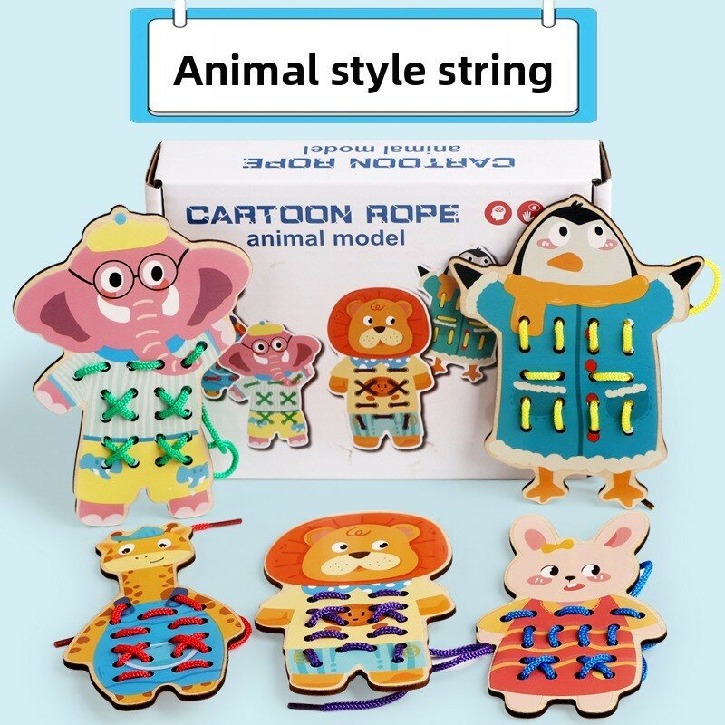 Деревянная монтессори игрушка для детей с мультяшными темами для развития мелкой моторики и игр животное