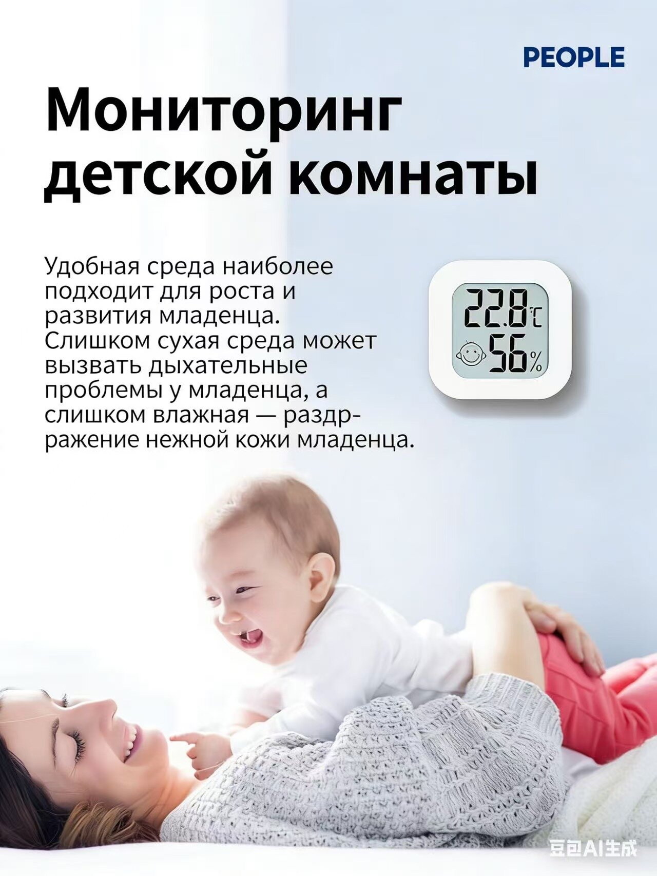 Умный датчик Точный датчик температуры и влажности для детской комнаты