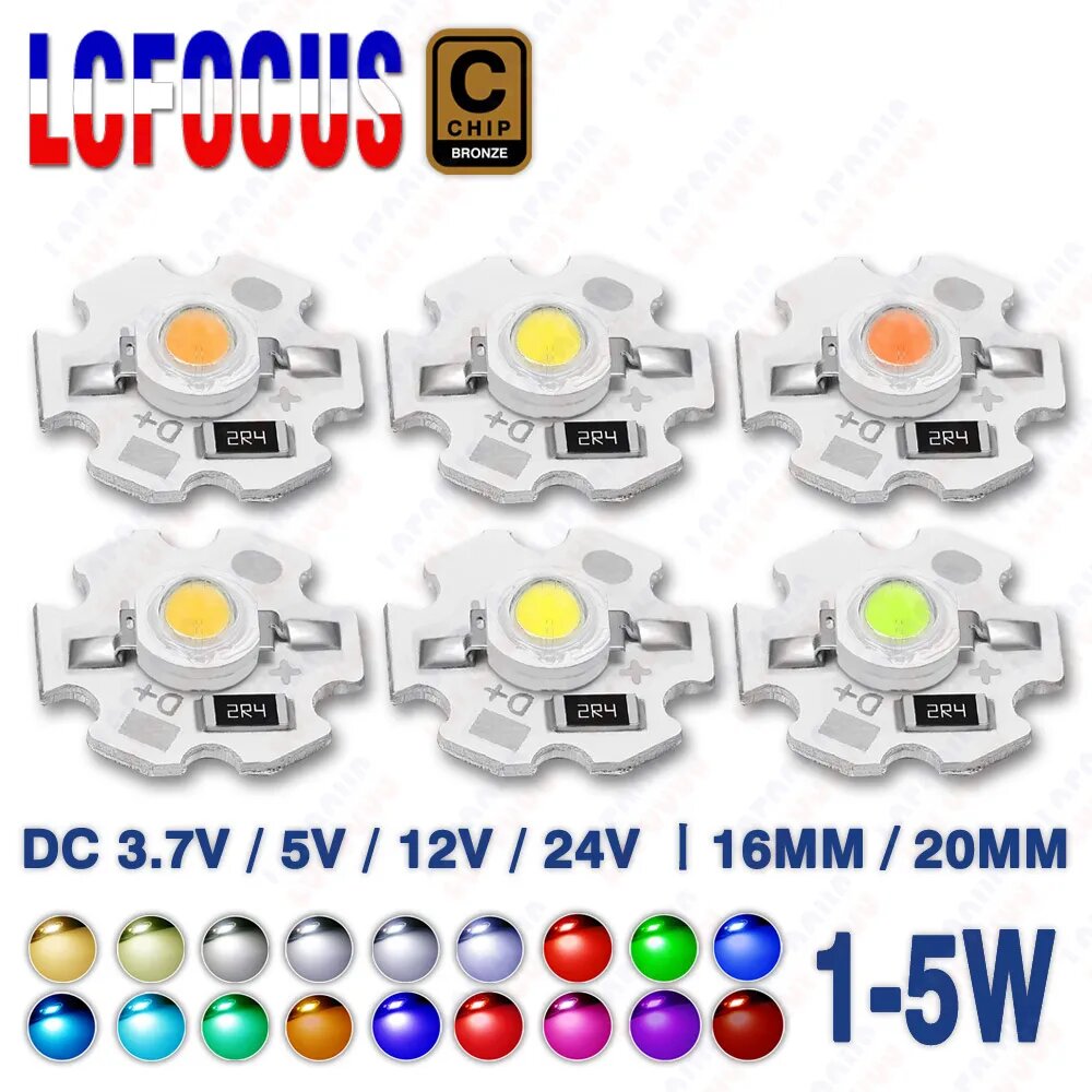 LCFOCUS LED лампа желтая 5V 1W 16mm