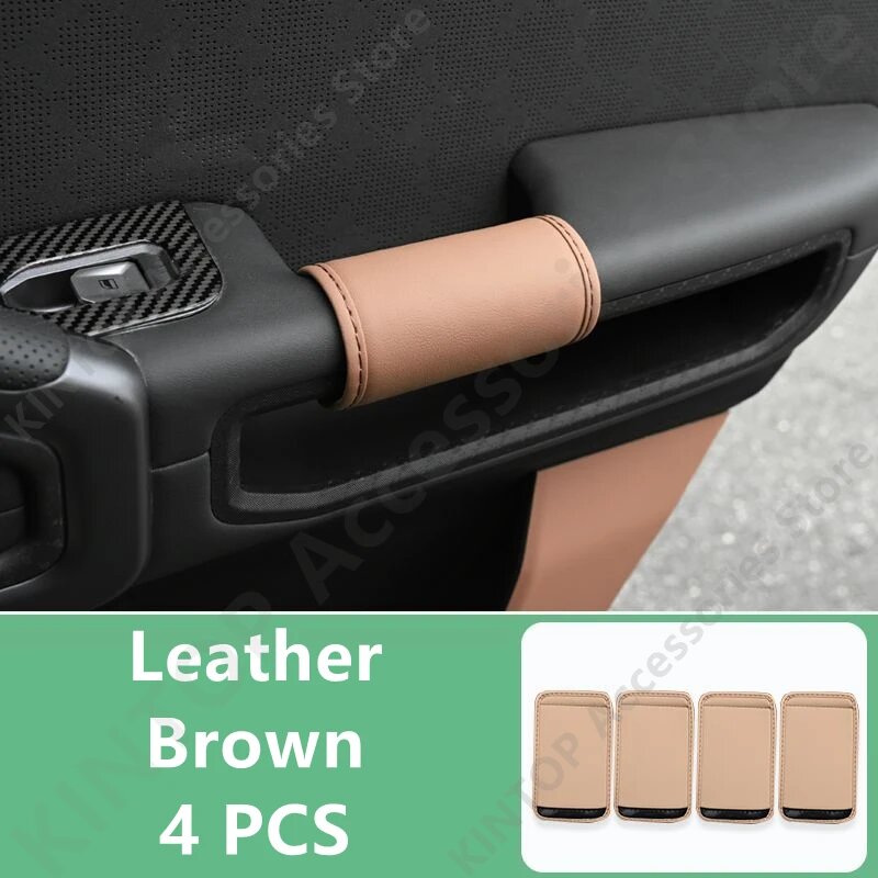 Кожаные чехлы на дверные ручки JETOUR T2/TRAVELLER, Brown, 4 шт.