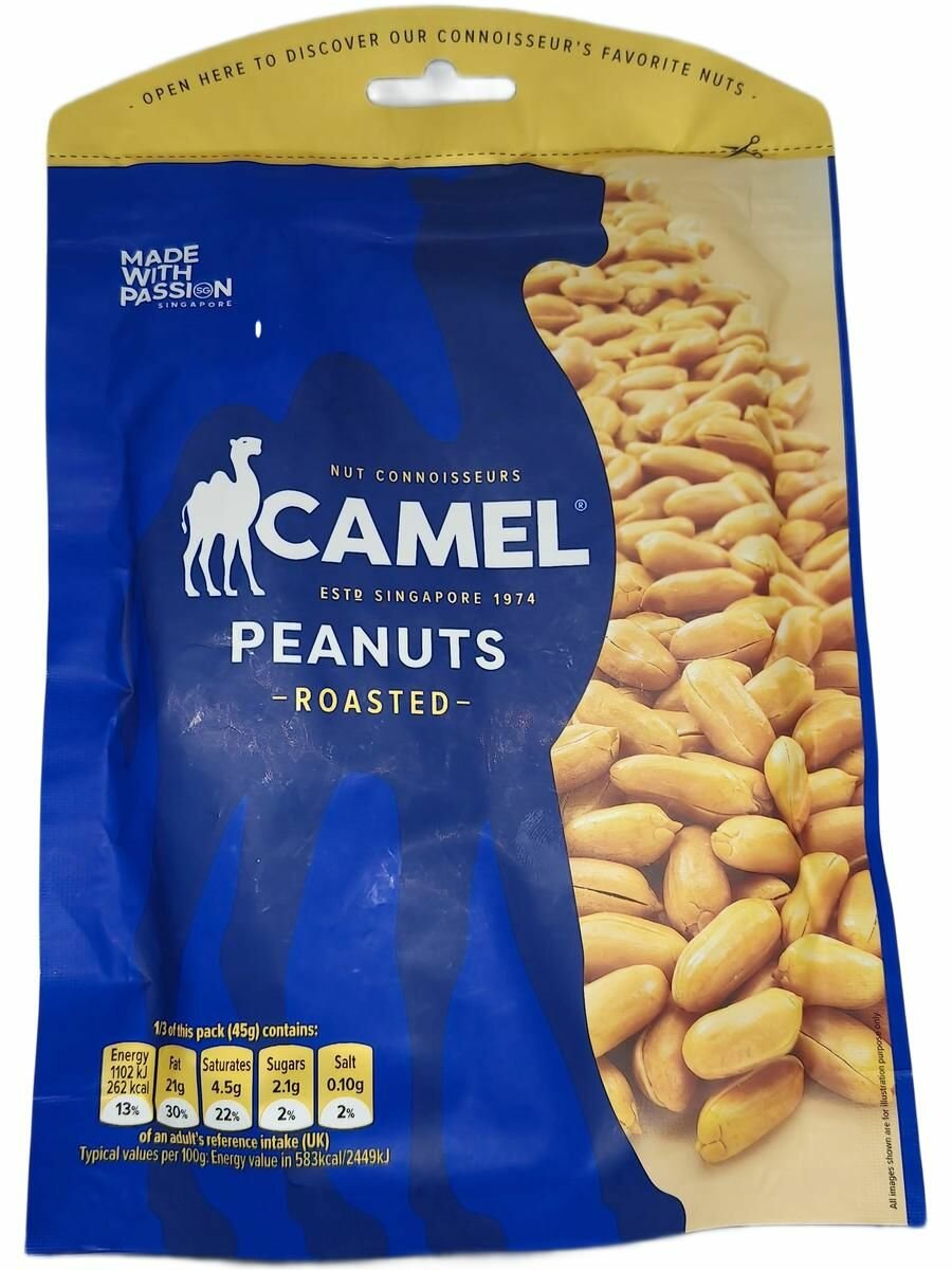 Жареный арахис подсоленный Camel "ROASTED PEANUTS", дой-пак, 135гр.
