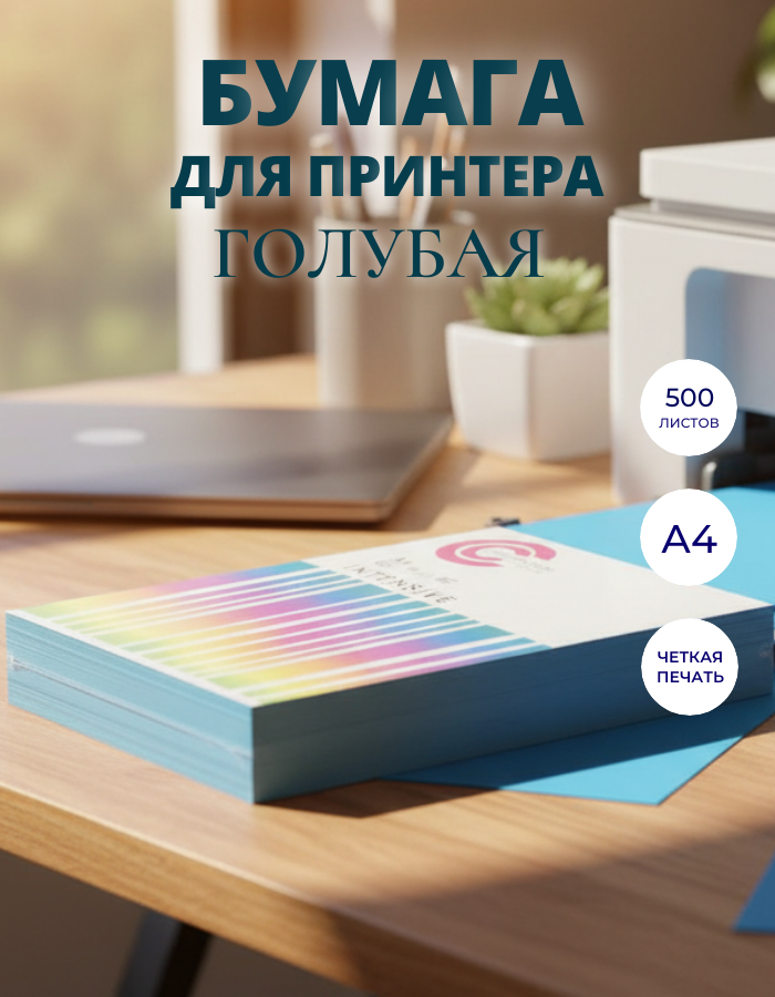 Бумага цветная А4 Colorcode CPP-010 80г/м2 500л интенсив голубая
