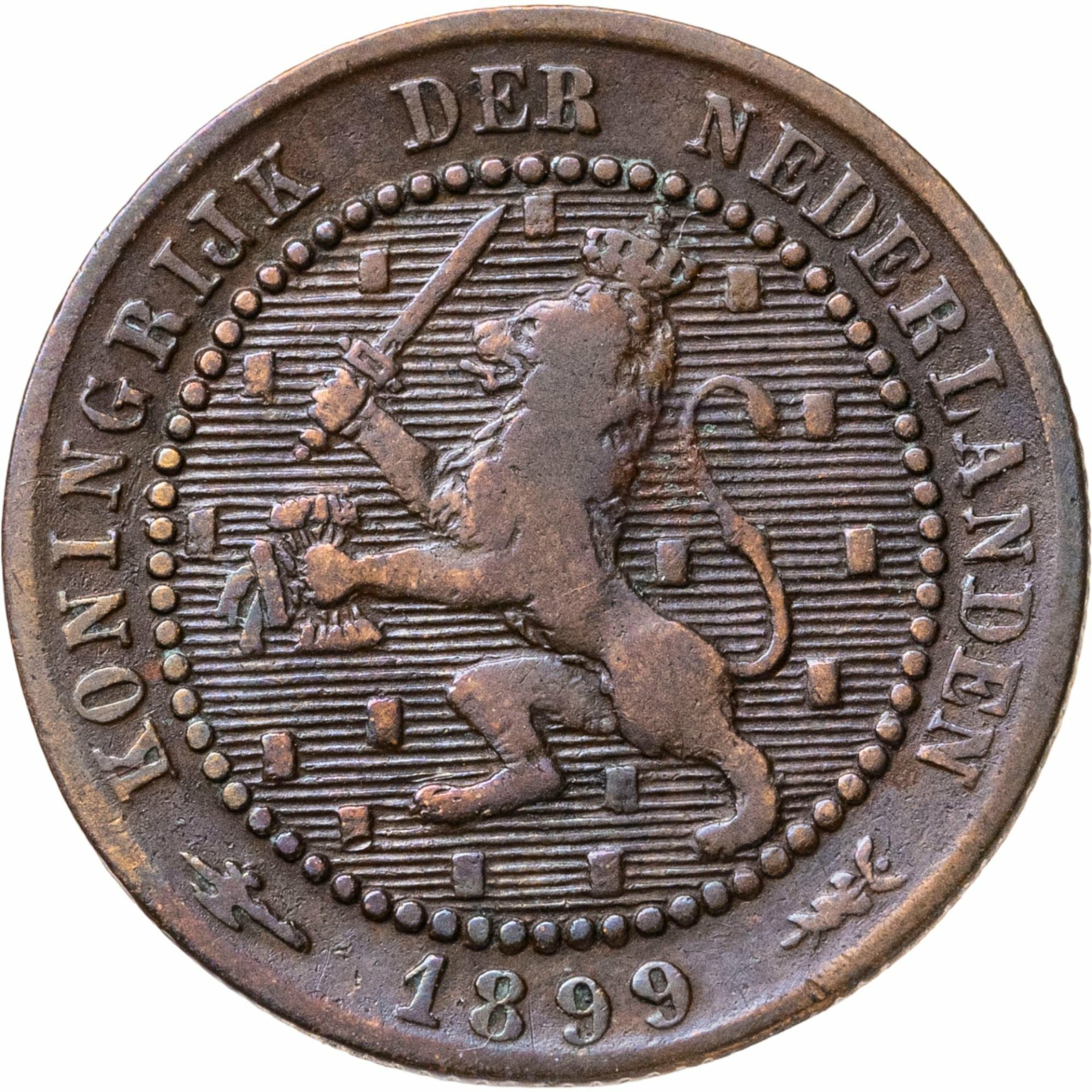 Нидерланды 1 цент cent 1899, Бронза, в сохранности VF