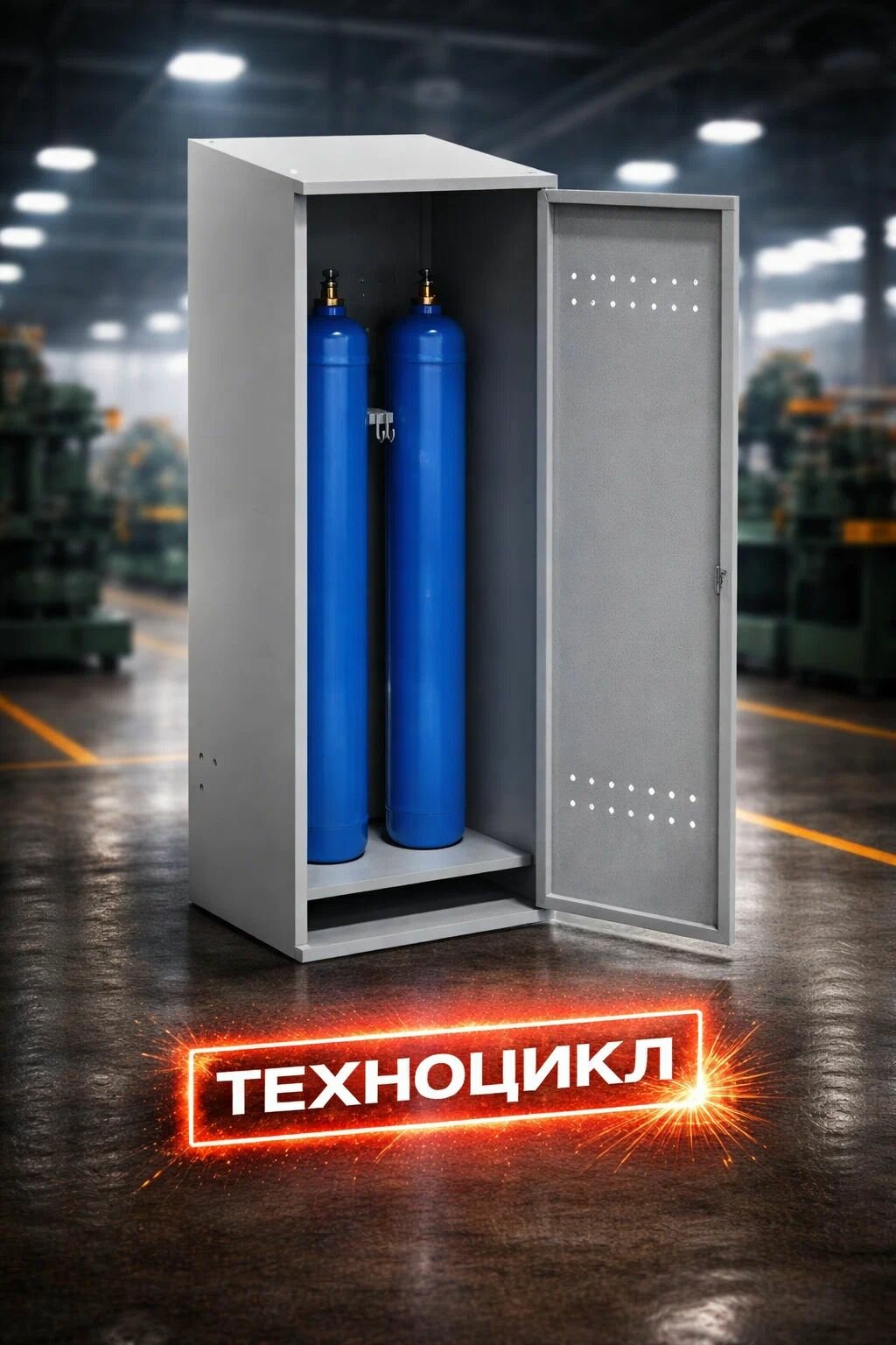 Шкаф металлический для 2-х газовых баллонов 10 л 1200x410x411 мм техноцикл