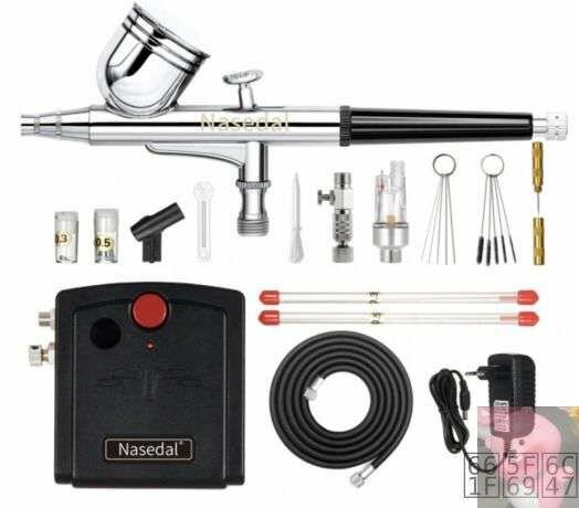 Набор Аэрографа Nasedal NT-19 с компрессором, сопло 0.3mm