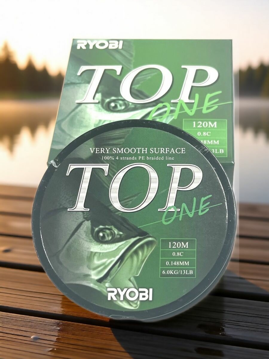 Плетенка шнур для рыбалки RYOBI PE TOP 4*120m d 0.148 6kg Dark green RB4DG148