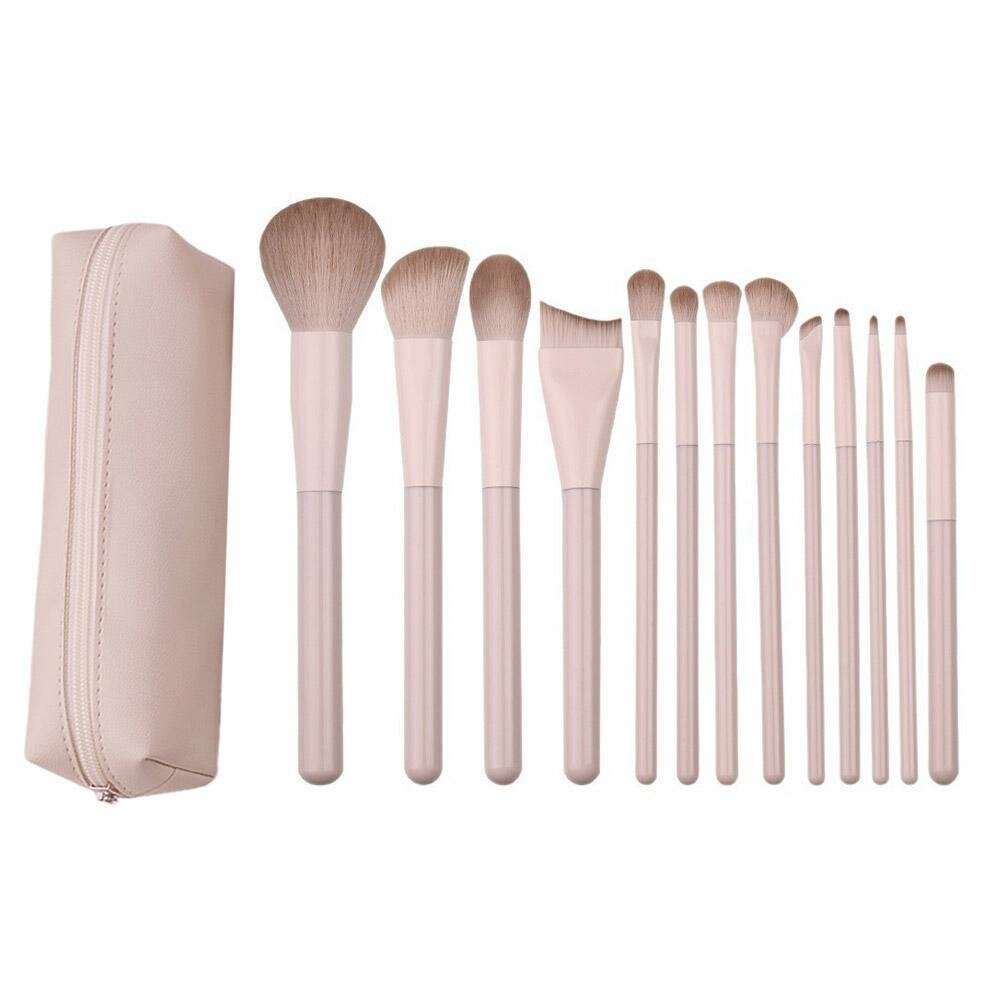 Набор из 13 розовых кистей для макияжа с сумкой для хранения полный комплект кистей для начинающих.