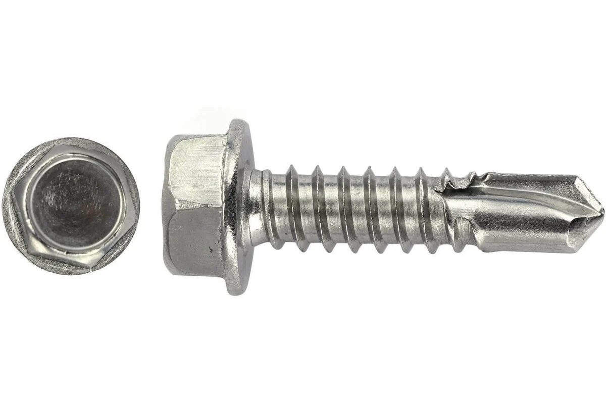 Саморез ООО ПКФ Сварком 6,3×25 мм из нержавеющей стали с шестигранной головкой и сверляющим наконечником для профнастила и металлочерепицы