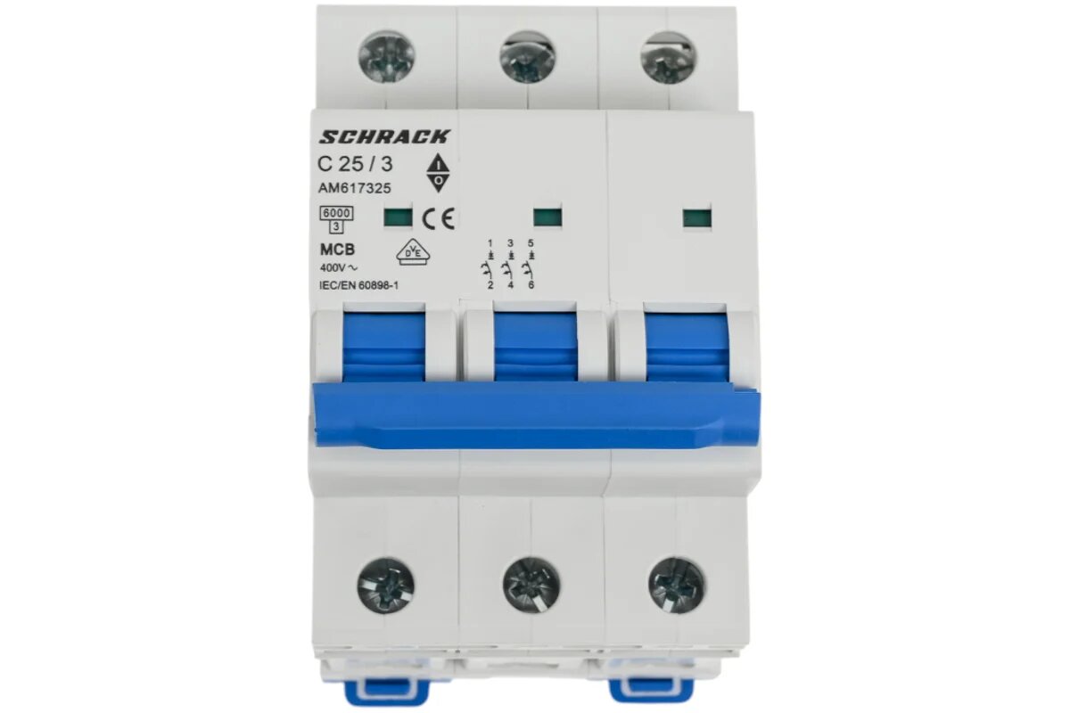 Автоматический выключатель Schrack Technik AM 6кА 3P С 25A модульный белый