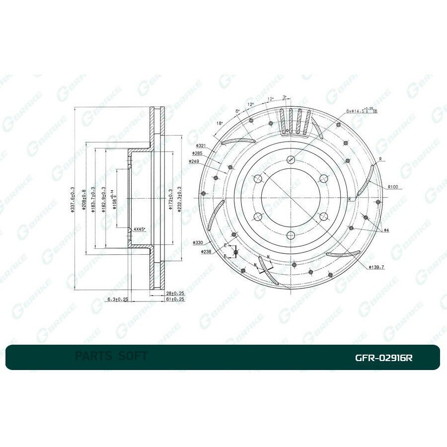 GFR02916R G-BRAKE Диск тормозной перфорированный G-brake GFR-02916R правый G-BRAKE GFR02916R | цена за 1 шт