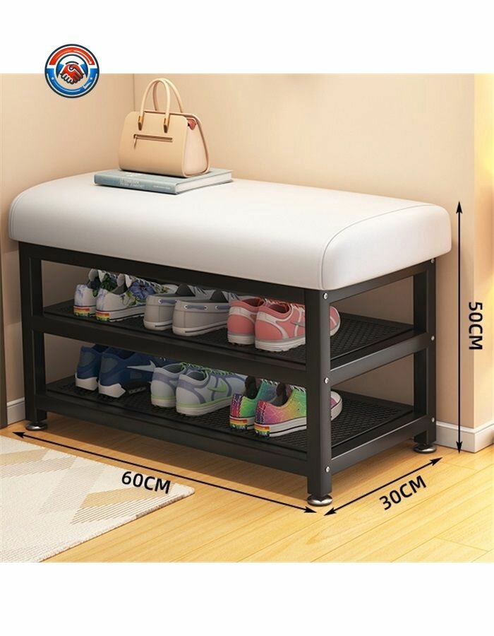 Скамейка для смены обуви с мягкой обивкой — тумба-пуф с полкой для прихожей, многофункциональная для коридора!