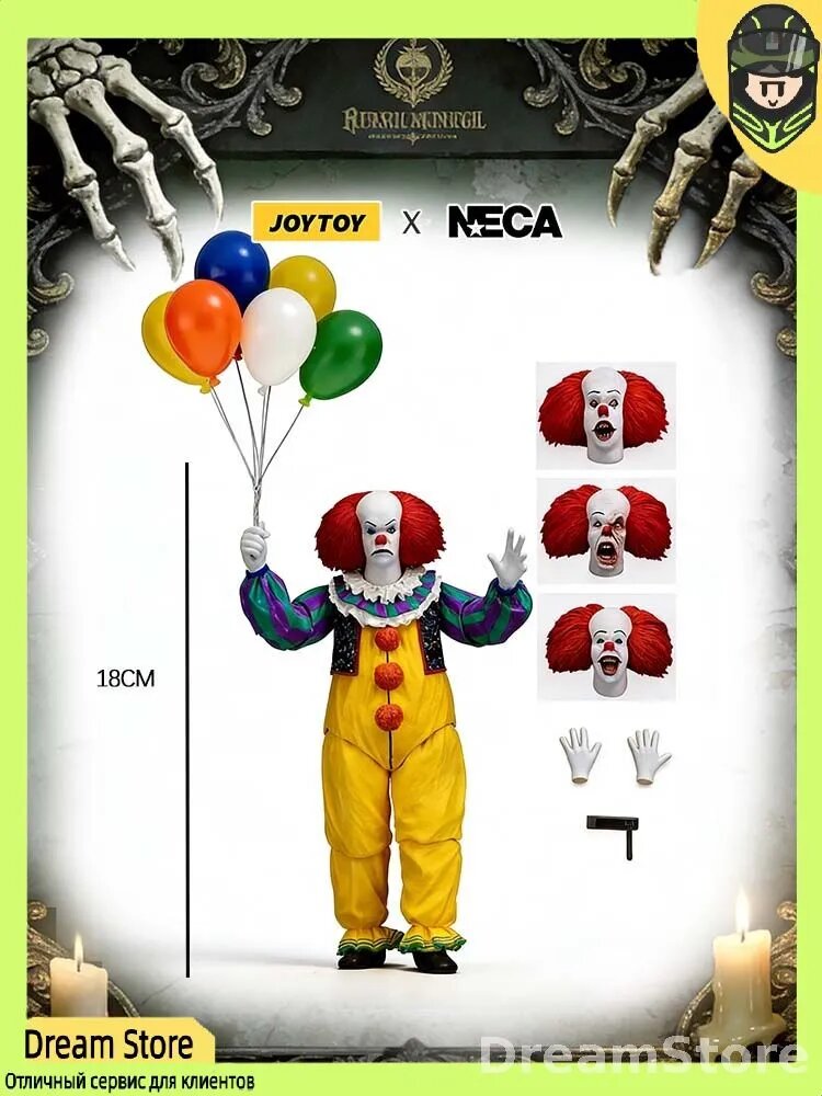 NECA / Фигурка Пеннивайза из Оно / Высокодетализированная фигурка 1990 года / Полностью articulated 006