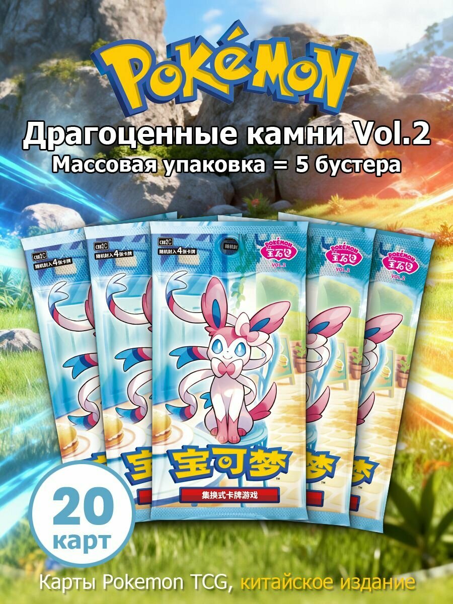 Покемон: 5 бустера 20 шт карточки, Horizons Gem Packs Vol.2 cbb2C, Драгоценные камни Первая серия Scarlet & Violet (Китайская версия)
