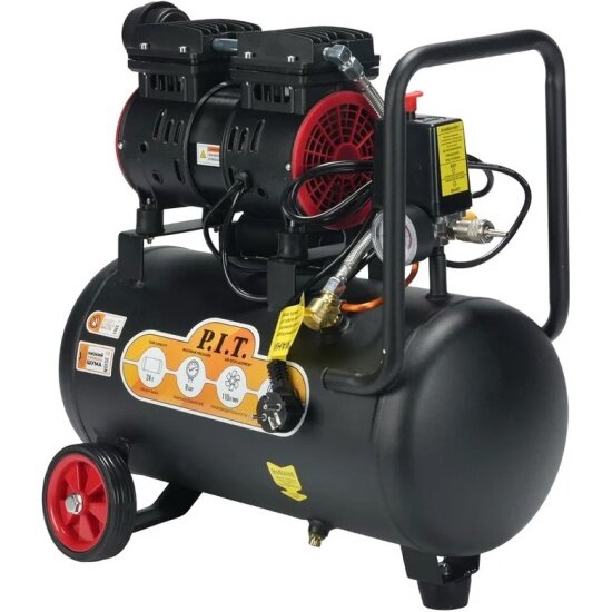 Компрессор поршневой P.i.t. PAC24-C1 безмасляный 110л/мин 24л 600Вт черный/красный