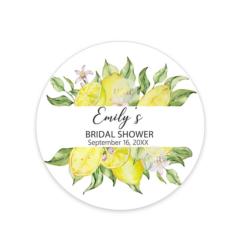 Наклейки на бутылки "Лимон" для Bridal Shower Emily's, 4.5cm-E