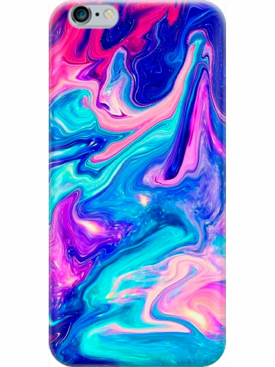 Силиконовый чехол на Apple iPhone 6s / 6 / Эпл Айфон 6 / 6с с рисунком "Сине-розовые краски"