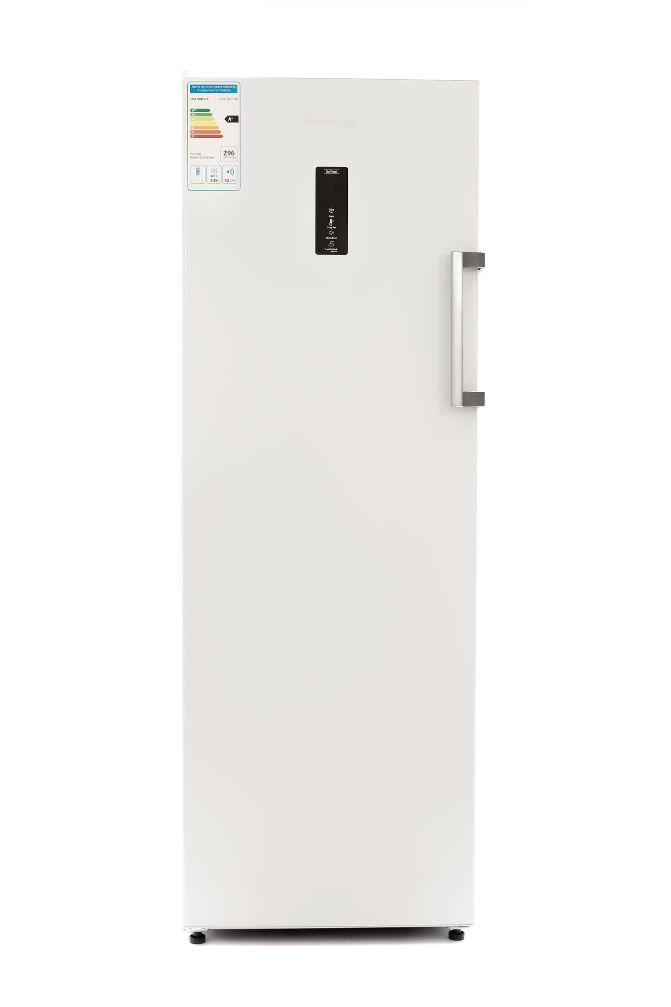 Морозильная камера SCANDILUX FN174E01W, белый, A+, No Frost, 235 л, 174 см, Перенавешиваемая дверь