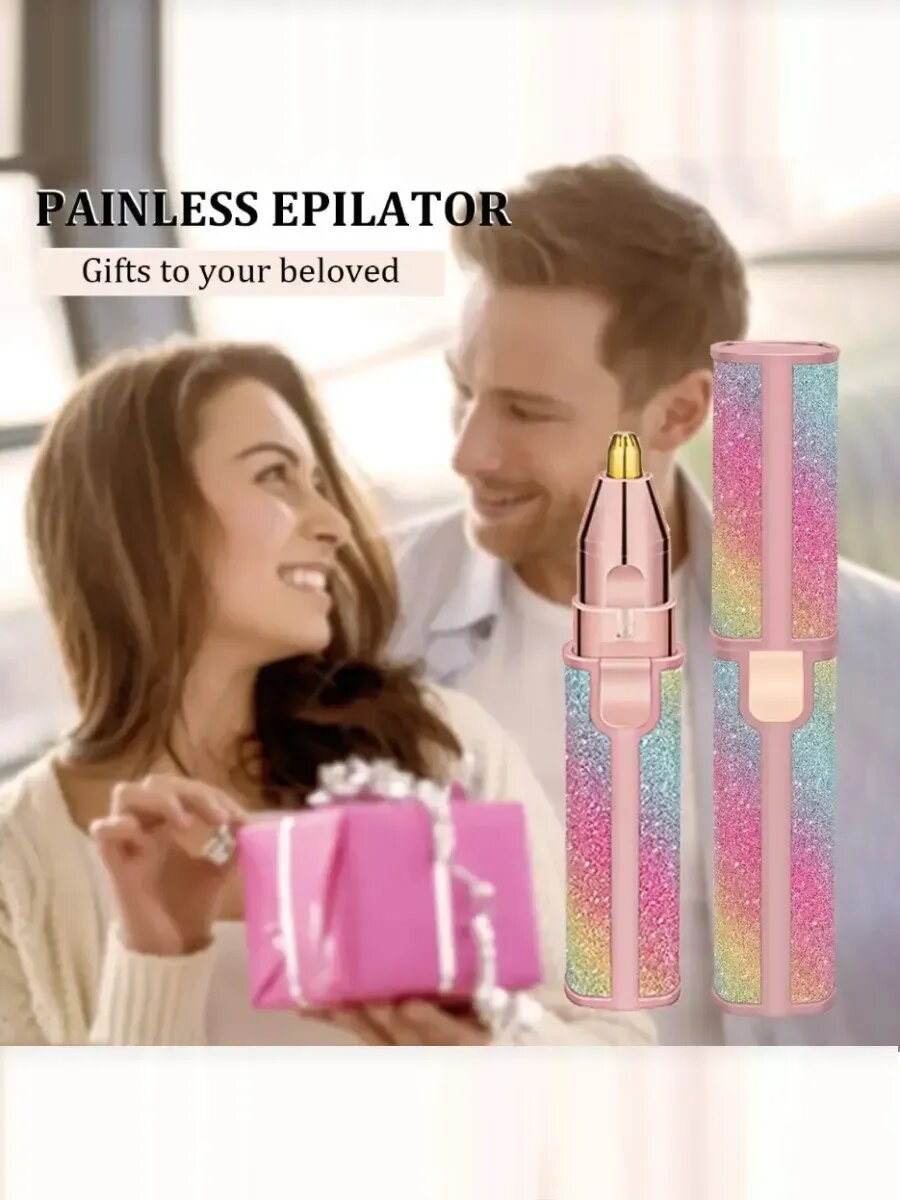 Триммер для бровей и лица женский 2 в 1 BZ-203 A, эпилятор электрический с USB зарядкой и подсветкой, радужный